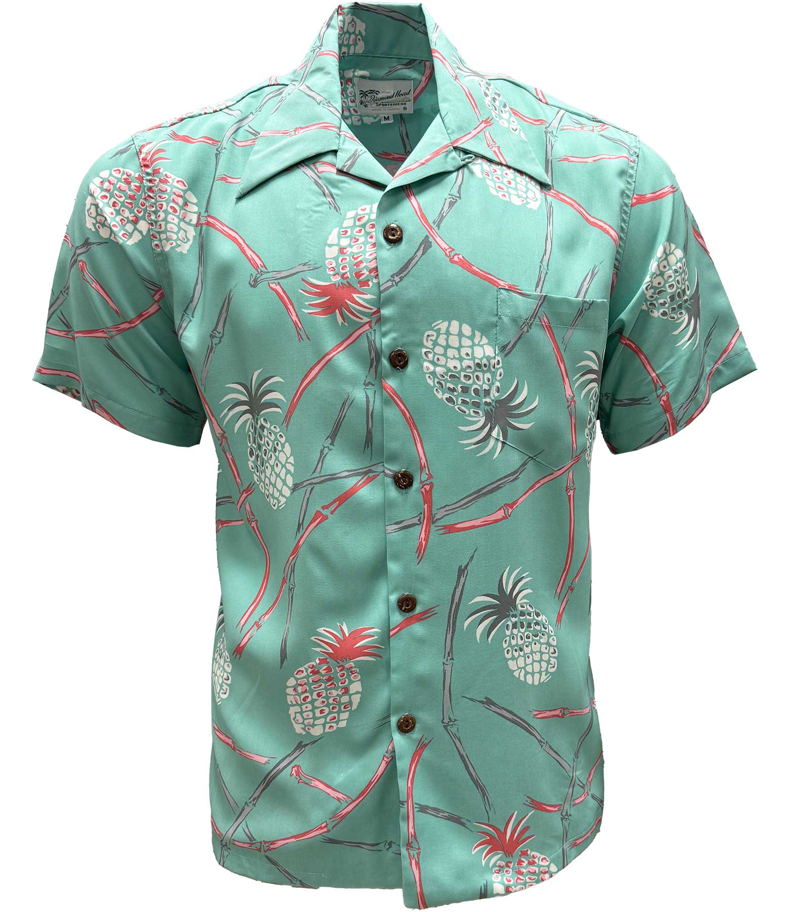 Diamond Head Sportswear Retro Pineapple Bamboo - Sea Foam | Aloha Shirt ...