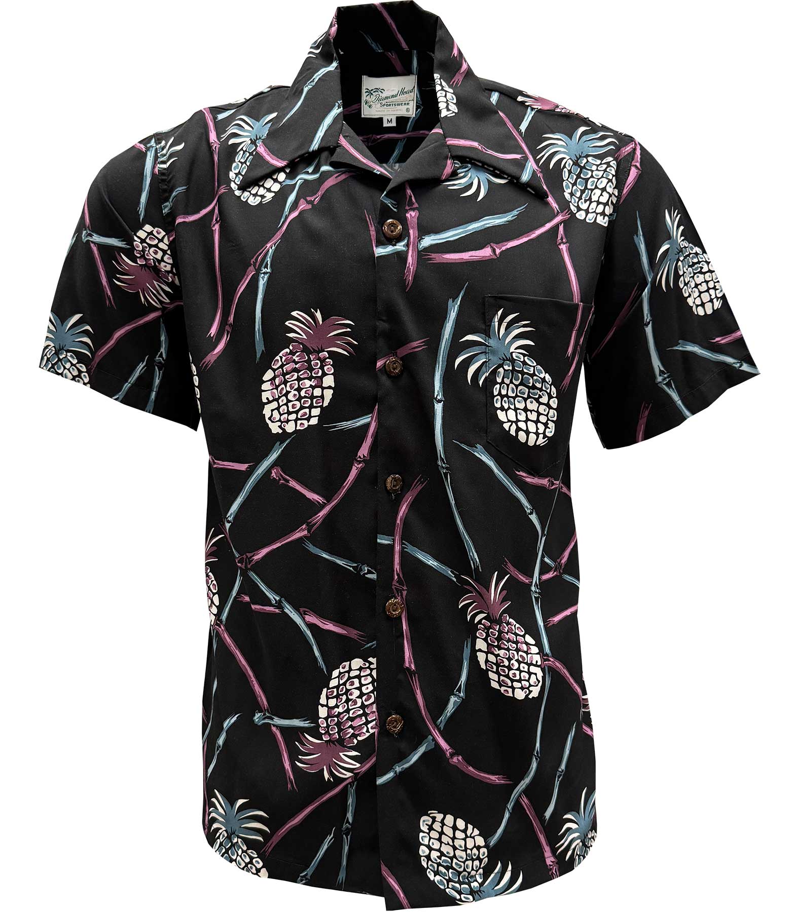 Diamond Head Sportswear Retro Pineapple Bamboo - Midnight | Aloha Shirt ...