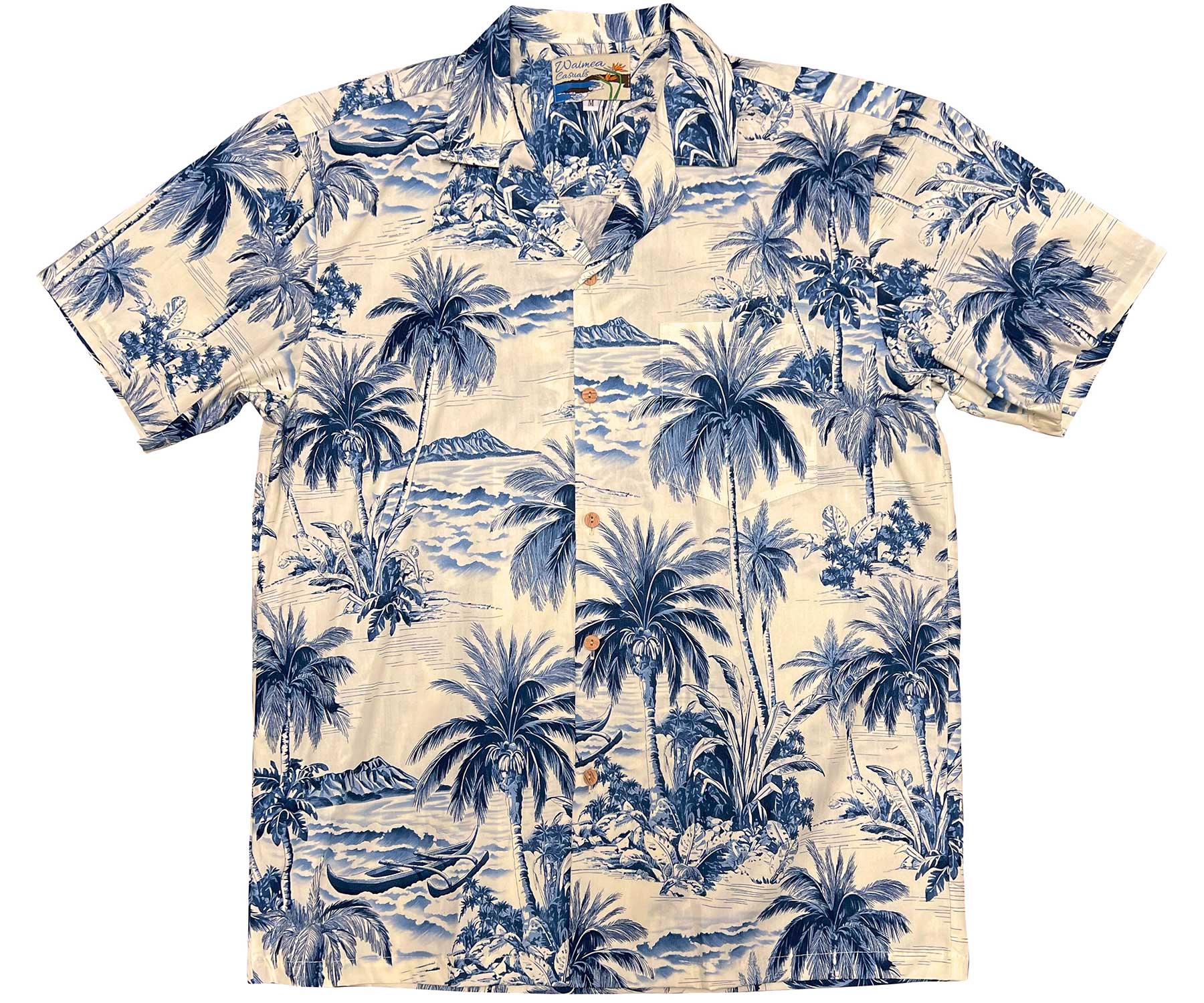 Waimea Casuals Waikiki Beach - Blue | Aloha Shirt Shop