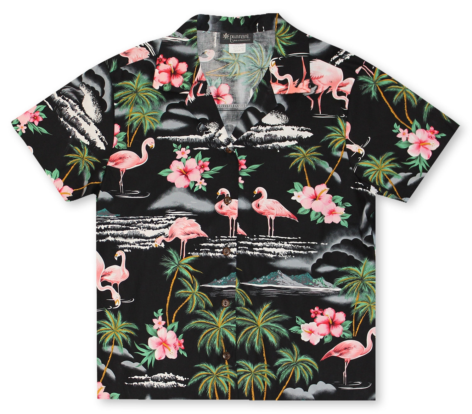 RJC Ladies Flamingos Black | Aloha Shirt Shop