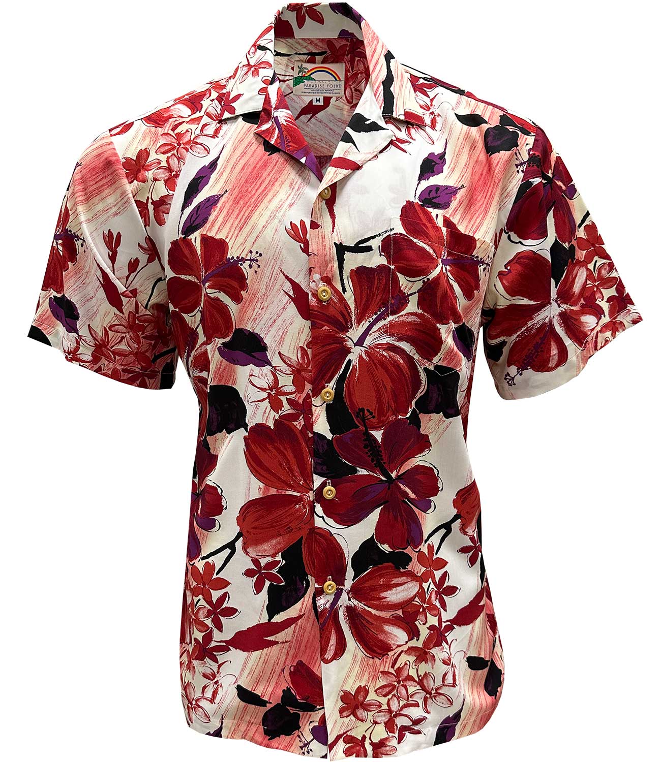 Paradise Found Watercolor Hibiscus - Red | Aloha Shirt Shop