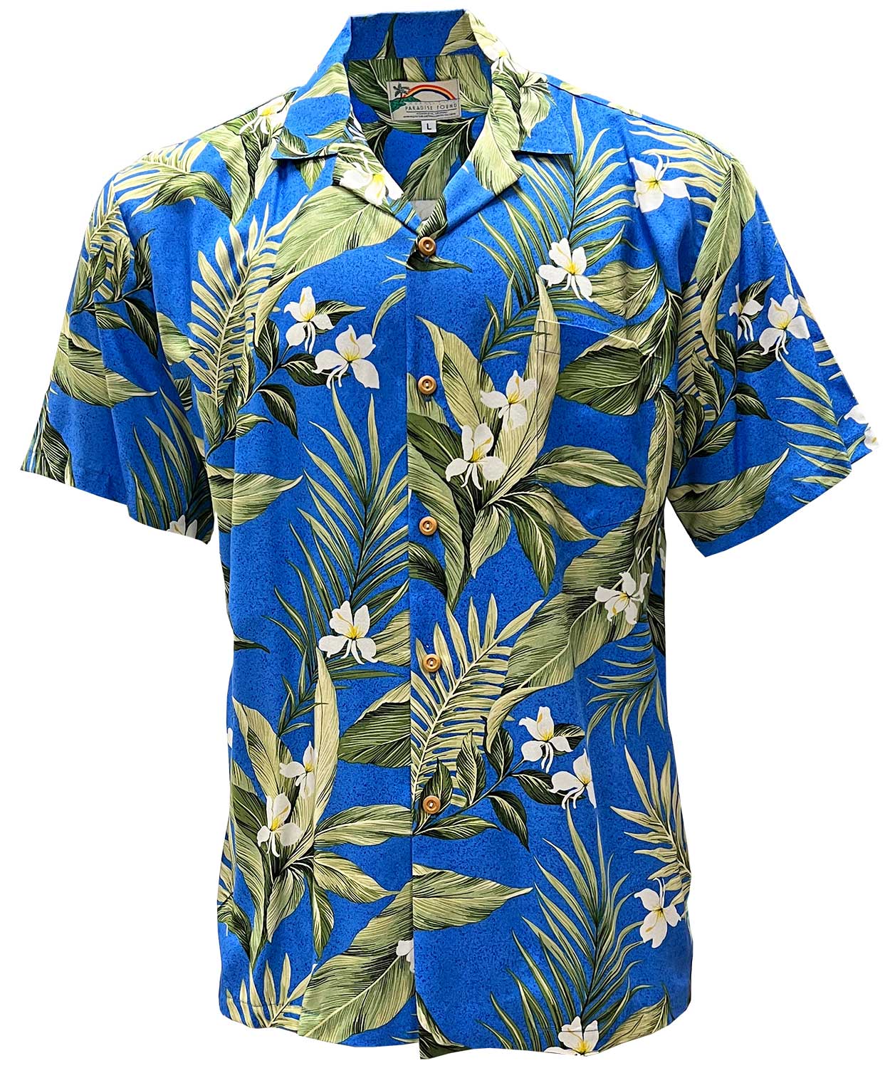 Paradise Found White Ginger - Blue | Aloha Shirt Shop