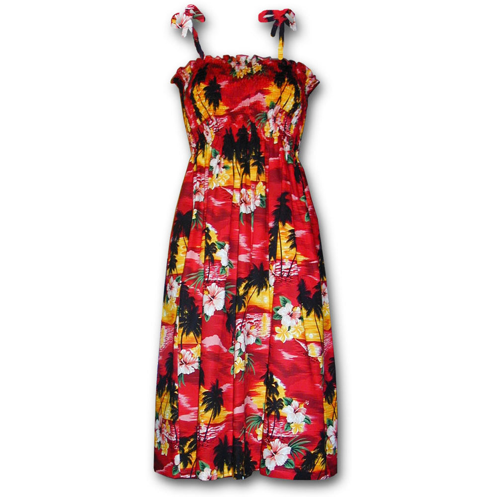 Waikiki Sunset Red Spaghetti Tube Dress – Aloha Shirt Shop